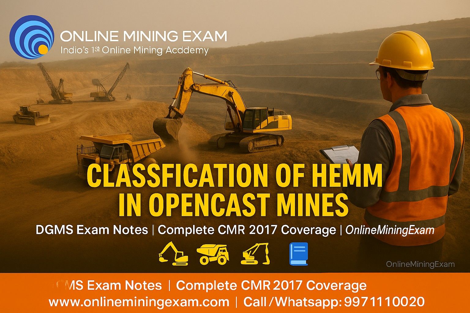 HEMM classification DGMS, heavy earth moving machinery types, CMR 2017 Regulation 127, mining ...