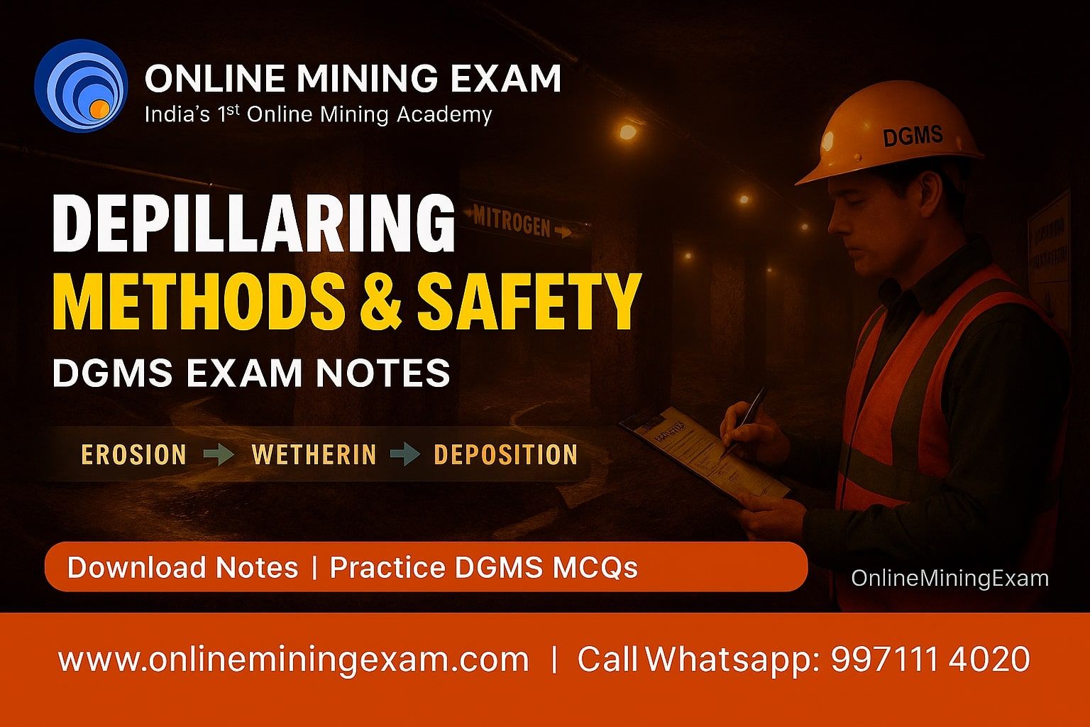 Depillaring Methods & Safety Measures – DGMS Exam Notes
